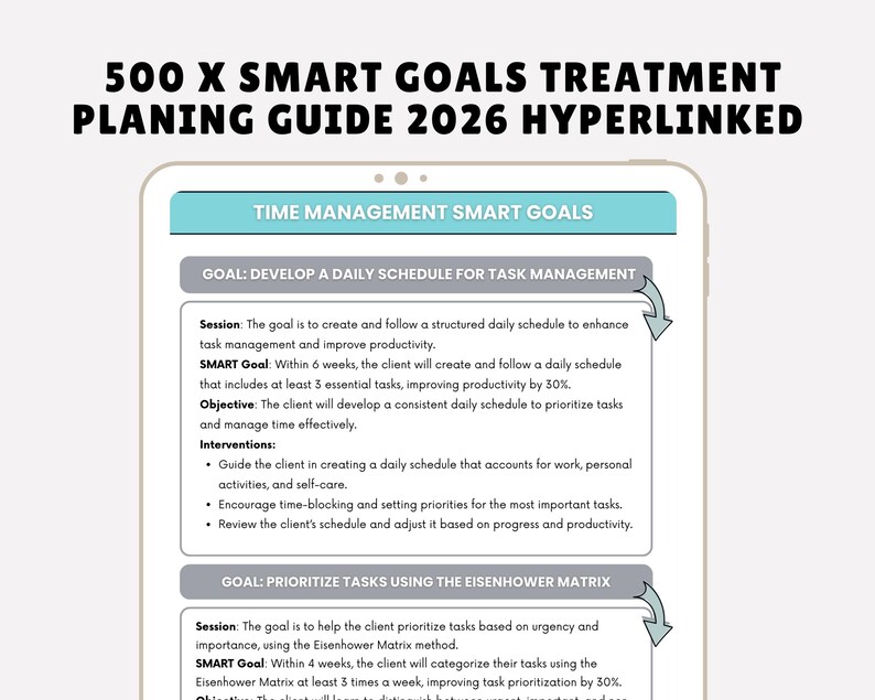 500 X SMART Goals for Therapy Treatment Planning Objectives and ...