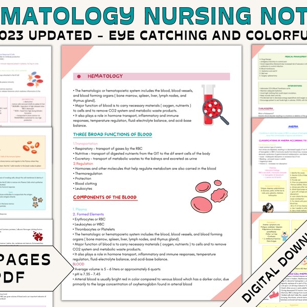 Hematology Notes - Etsy