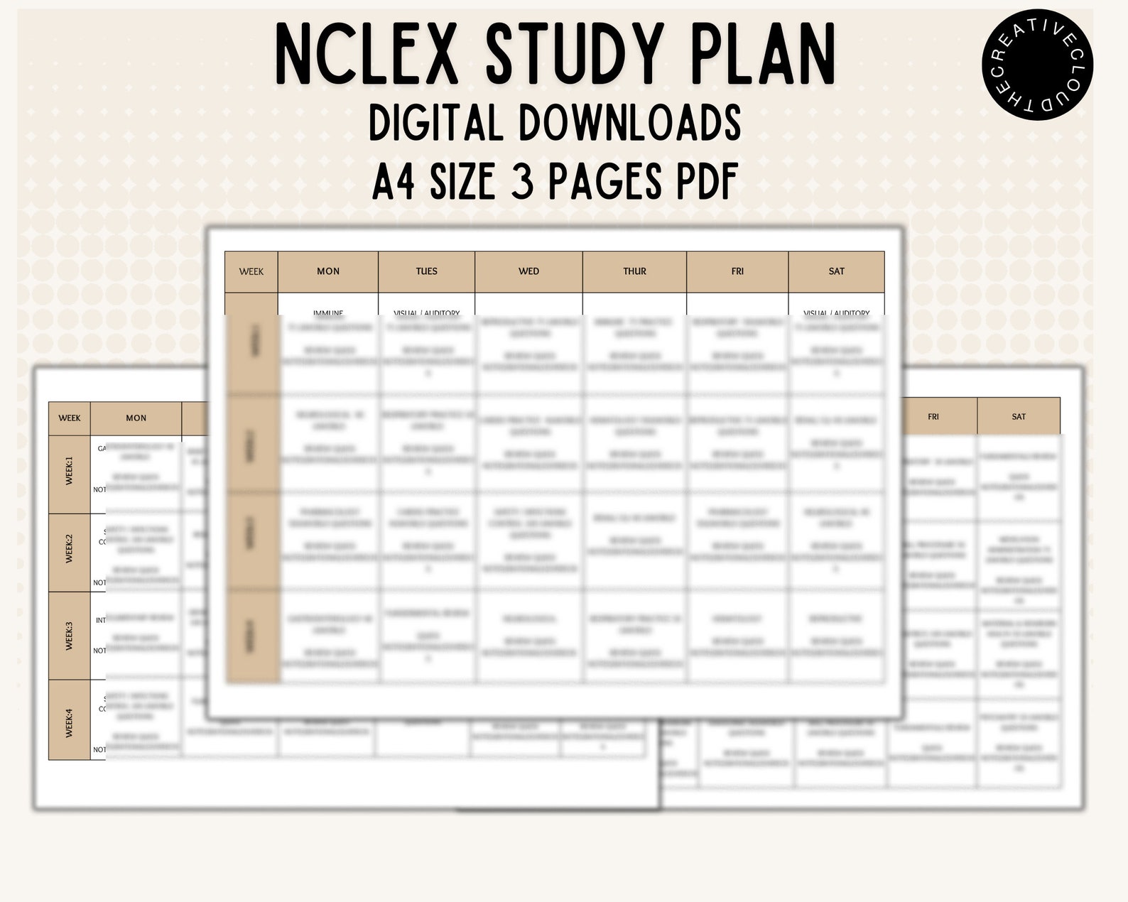 NCLEX Study Plan: 12-week Prep Schedule (PDF & PNG) - Etsy