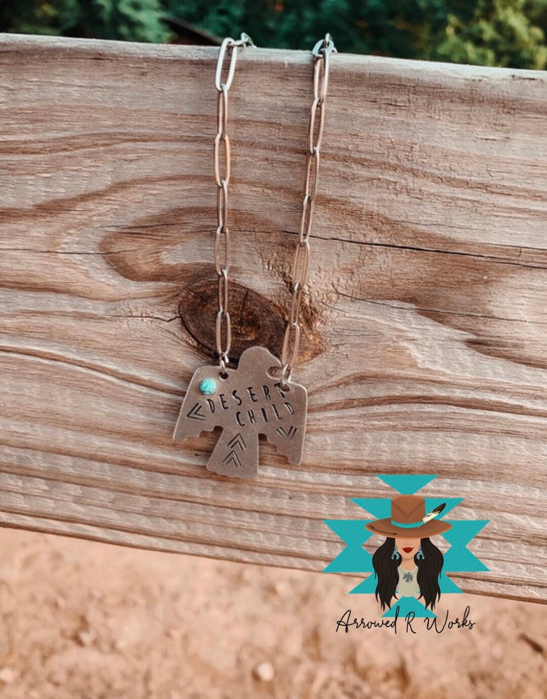 Thunderbird Western Chain Necklace “desert Child” W/turquoise - Etsy