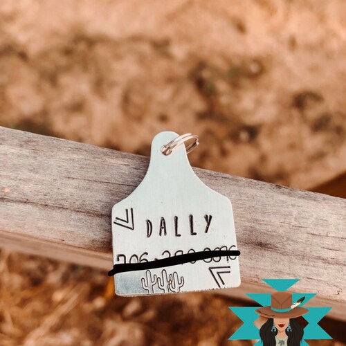 Custom Western Pet ID Tag Bone Name Tag Cowdog Name Tag | Etsy
