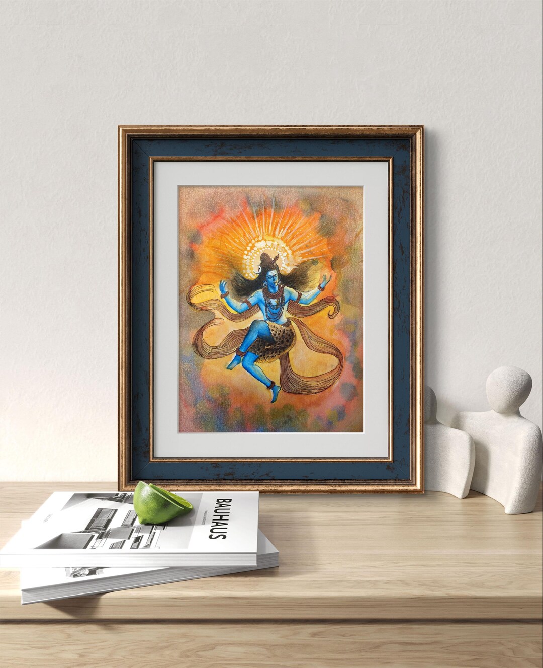 Dancing Shiva Watercolor – Mahadev Tandav Painting – A4 Hindu God Wall ...