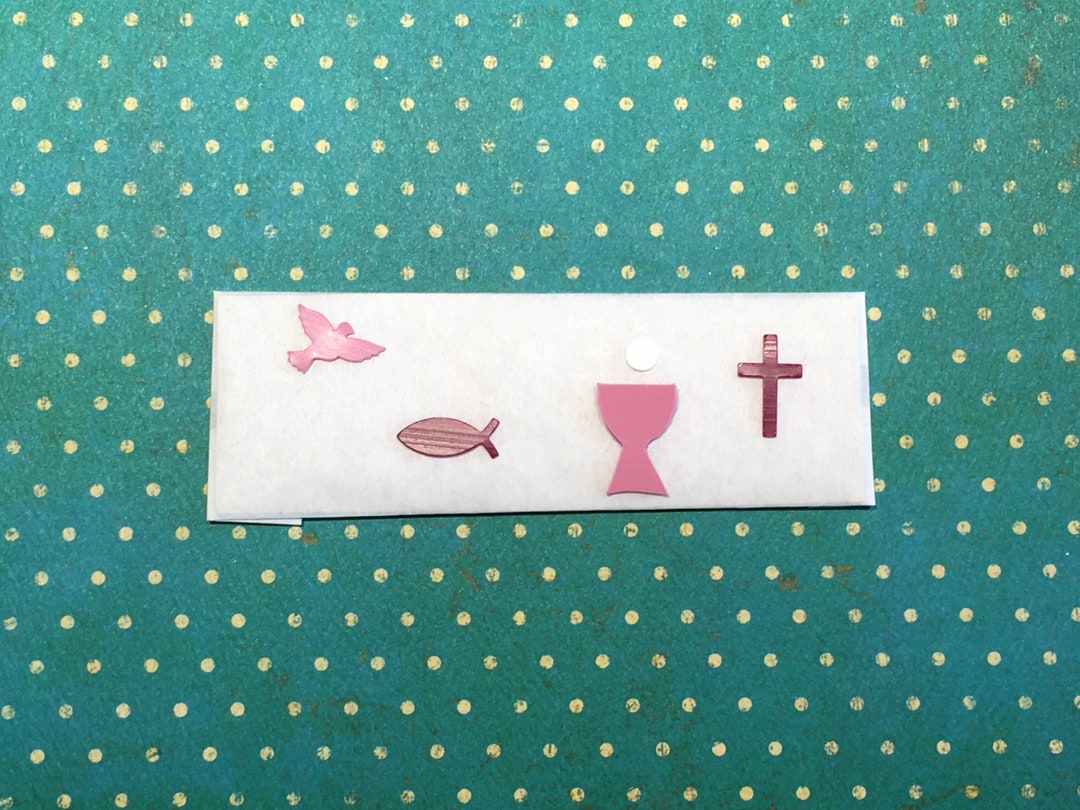 Wax Communion Baptism Chalice, Dove, Fish, Cross Mini Old Pink ...