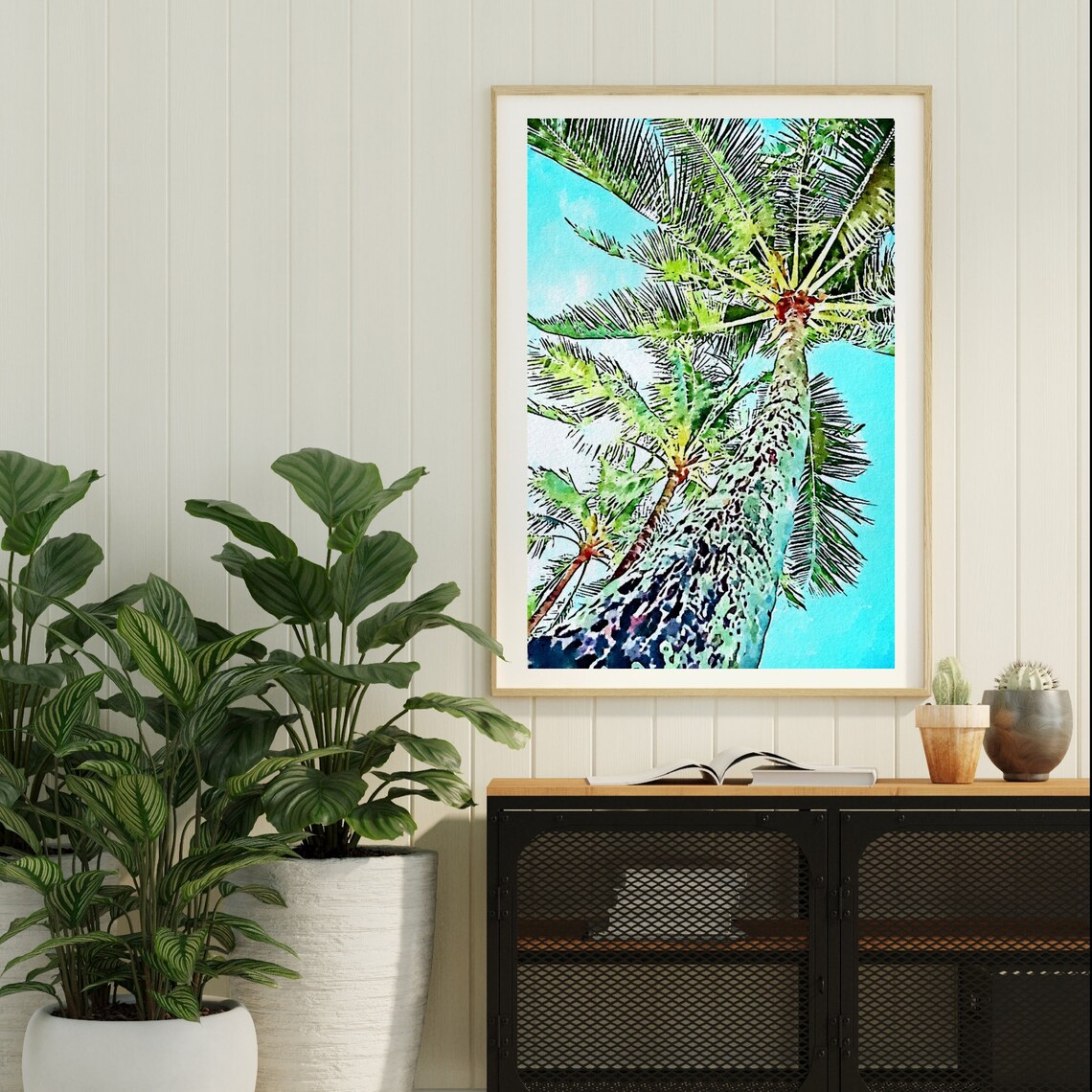 Palm Tree Sketch Art | Tropical Sketch Print | Palm Tree Digital Art - Etsy