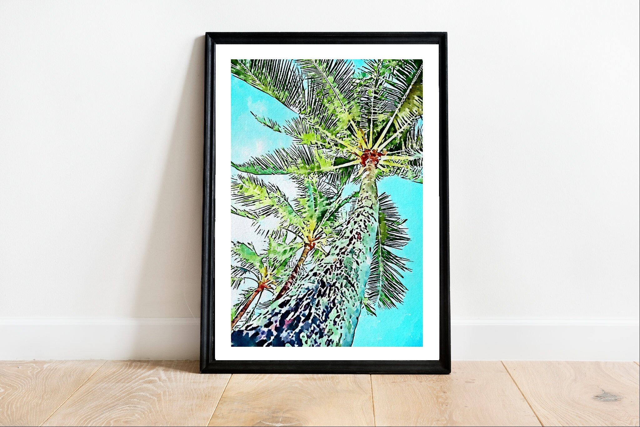 Palm Tree Sketch Art | Tropical Sketch Print | Palm Tree Digital Art - Etsy