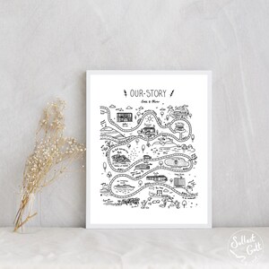 Custom Map for Couples Our Story Map Map of Us Gift Digital Print ...