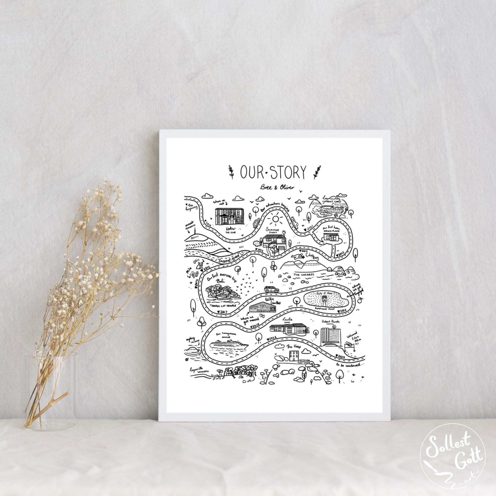 Custom Map for Couples Our Story Map Map of Us Gift Digital Print ...