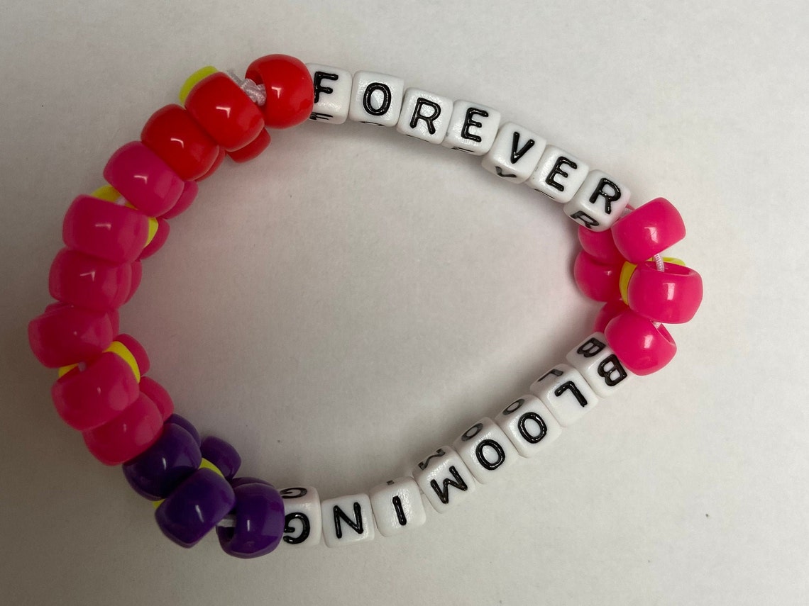 Kandi Flower Cuff with Words Forever Blooming | Etsy