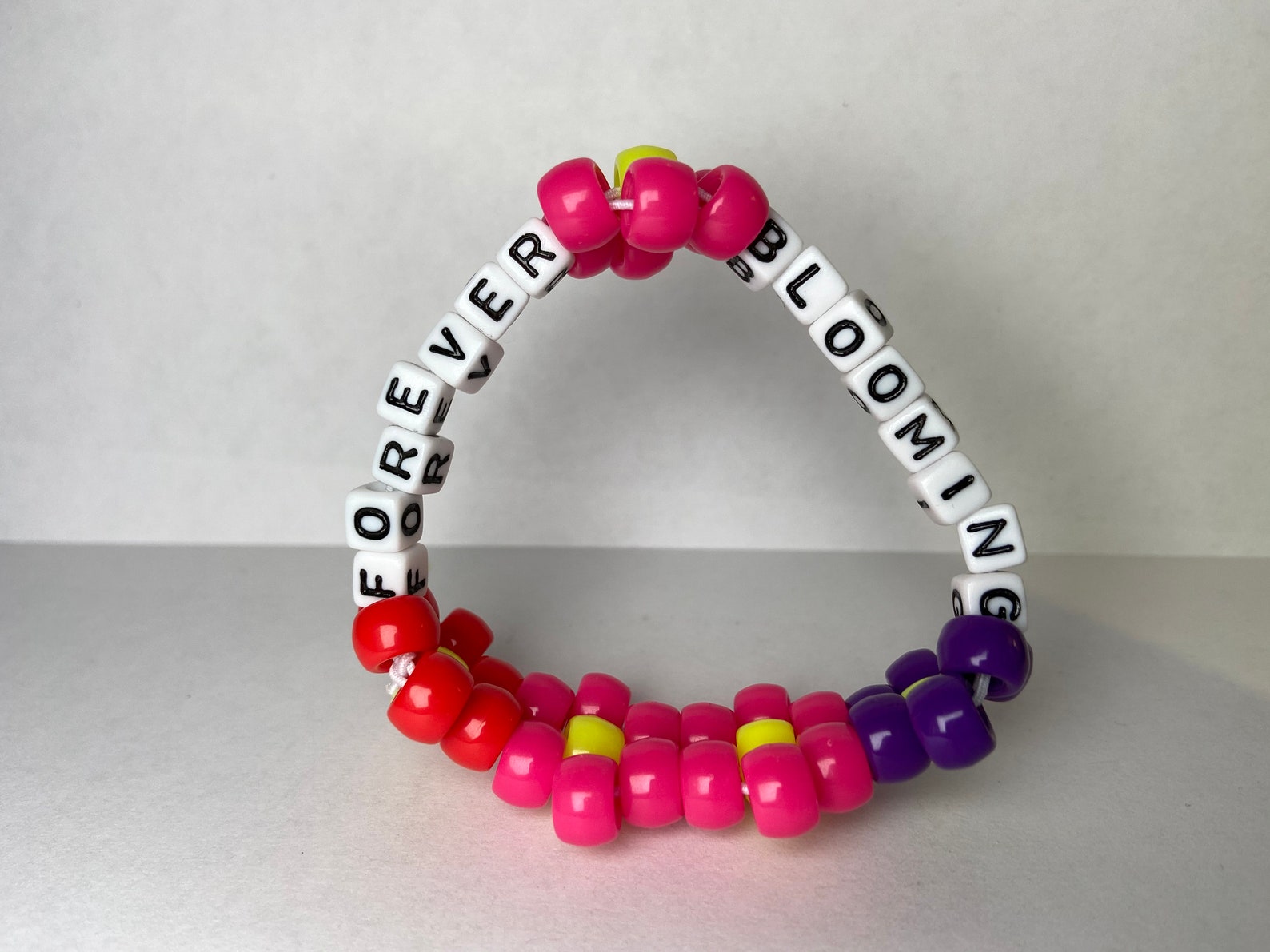 Kandi Flower Cuff with Words Forever Blooming | Etsy