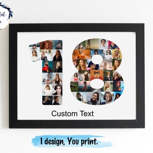 18th Birthday Custom Photo Collage - Personalized Number Collage ...