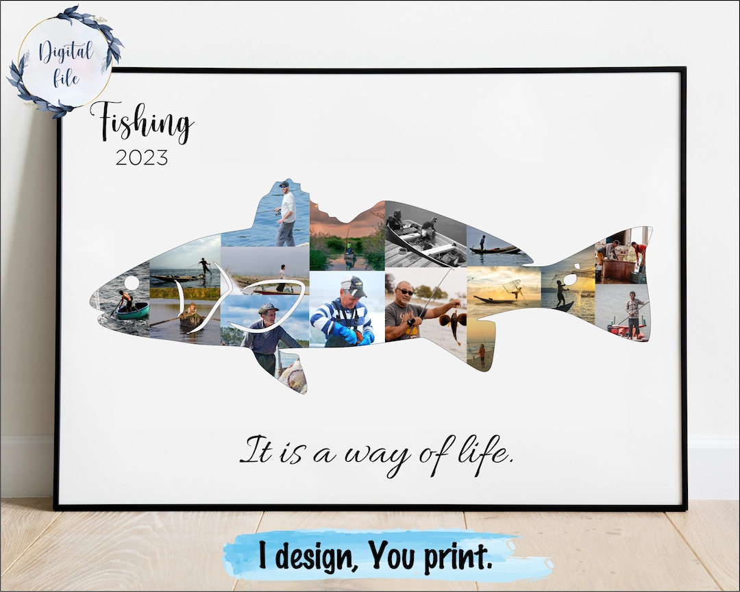 Red Fish Photo Collage Gift: Personalized Fishing Poster (digital File ...