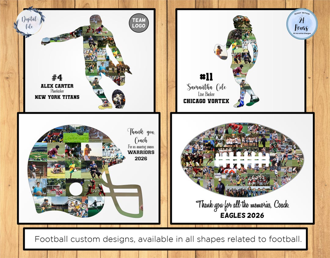 Personalized Football Photo Collage | Team Gift (digital File) - Etsy
