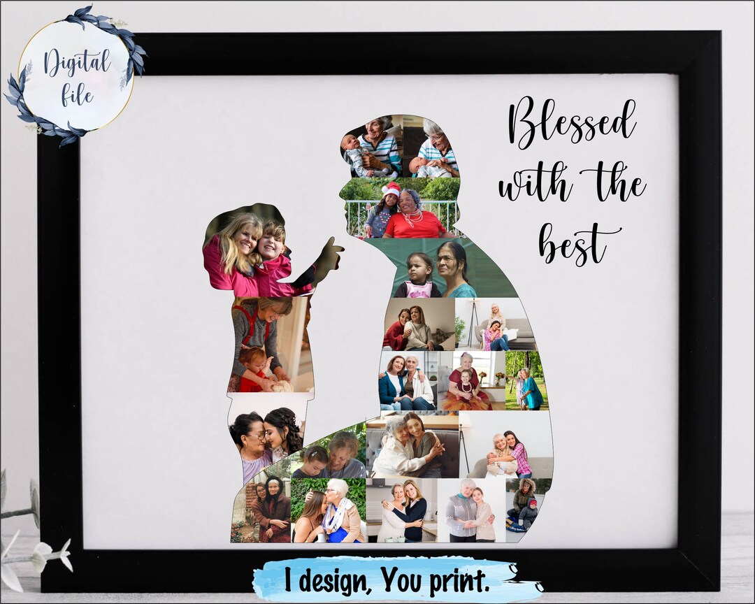 Grandma Custom Photo Collage, Granny Shape Personalised Gift ...