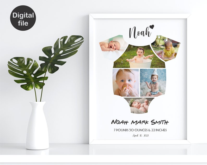 Custom Collage for a New Born Baby, Birth Details Collage Frame ...