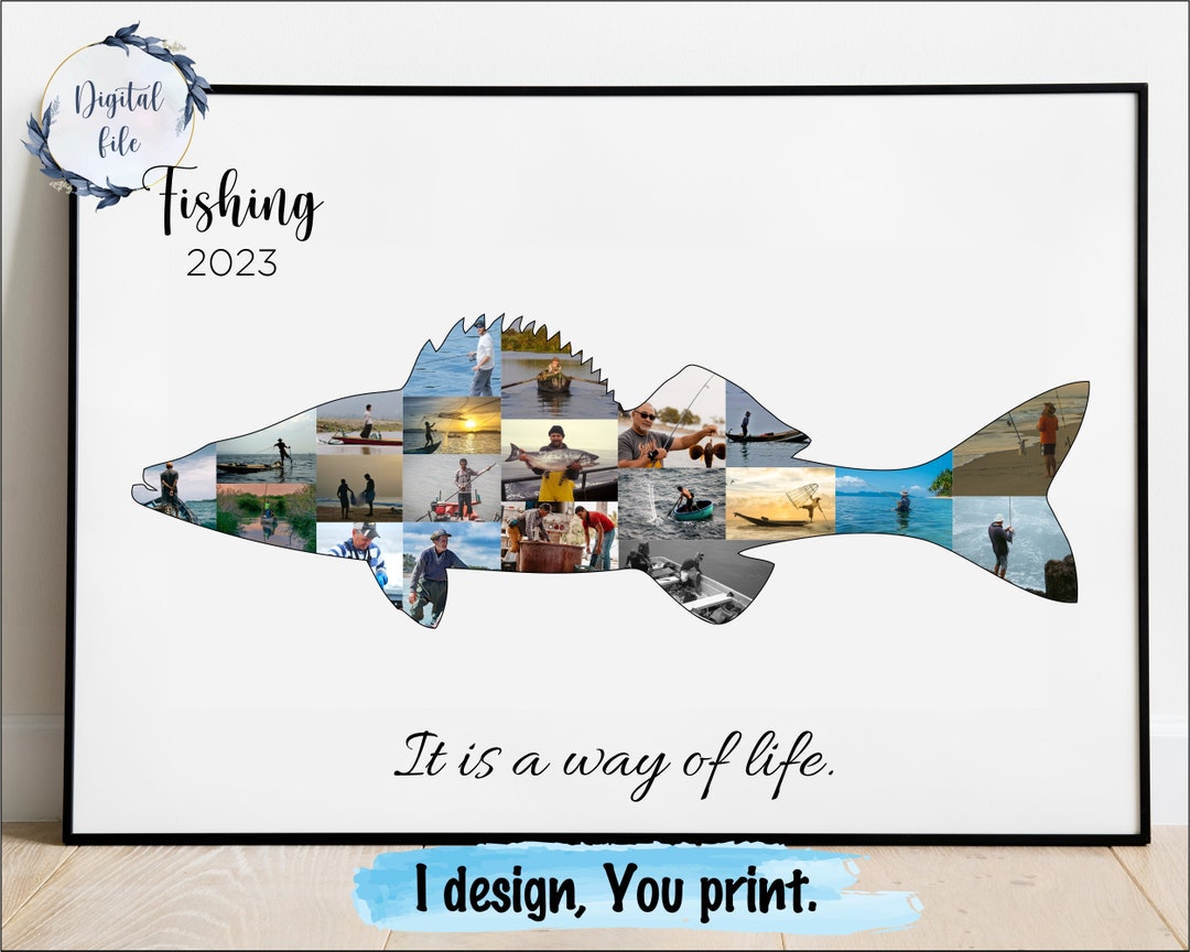 Walleye Fish Custom Photo Collage Gift, Personalised Fishing Git for ...