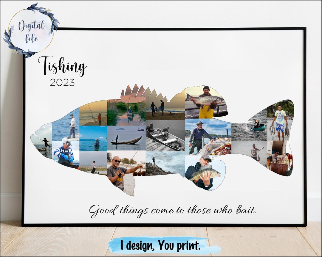 Bass Fish Custom Photo Collage Gift, Personalised Fishing Git for ...