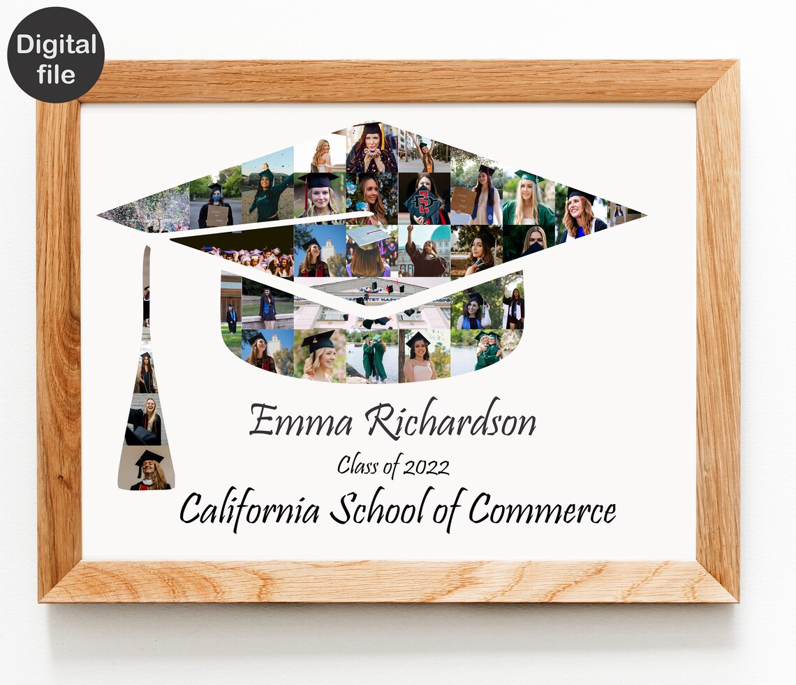 Graduation Cap Photo Collage Gift Custom Gift for Grad - Etsy