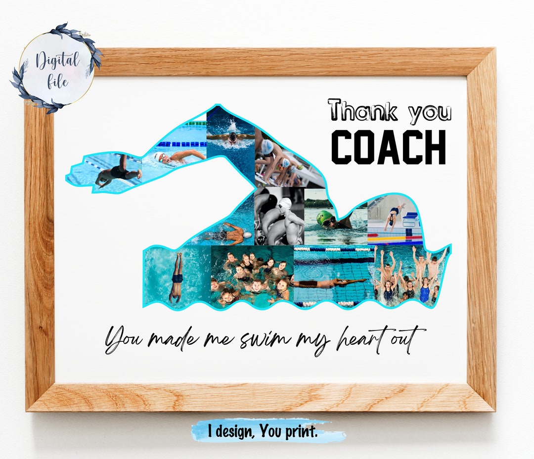 Swimming Coach Photo Collage Gift, Custom Swimmer Gift (digital File ...