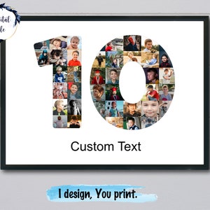 10th Birthday Photo Collage, Ten Number Photo Collage, PRINTABLE Tenth ...