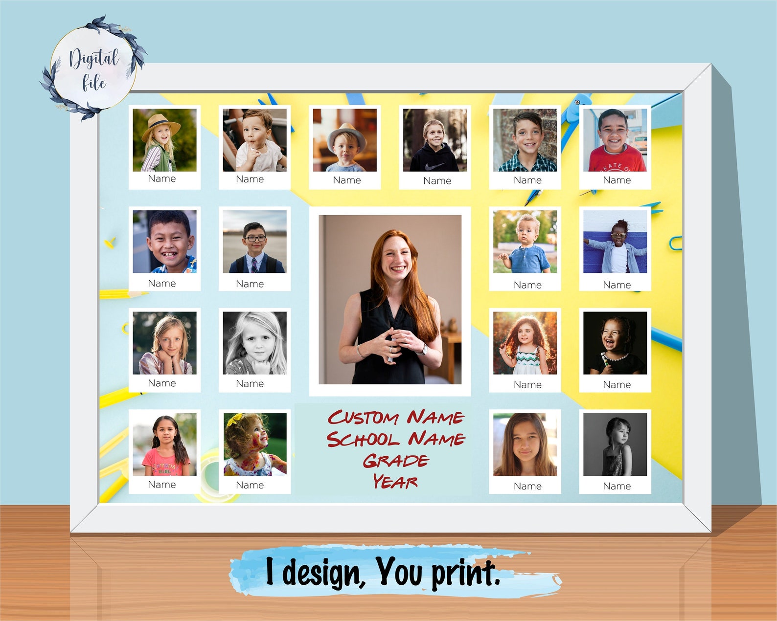 School Class Photo Collage, Year End Collage Gift for Teacher ...