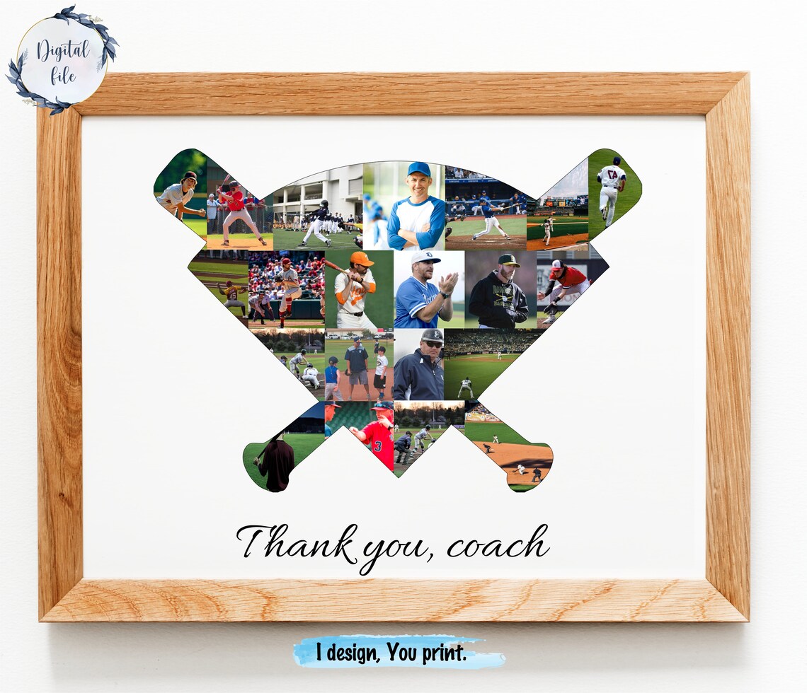 PRINTABLE Baseball Custom Photo Collage Baseball Coach - Etsy