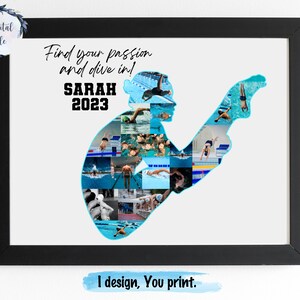 Swim Diver Photo Collage, Swimming Coach Custom Gift, Diving ...