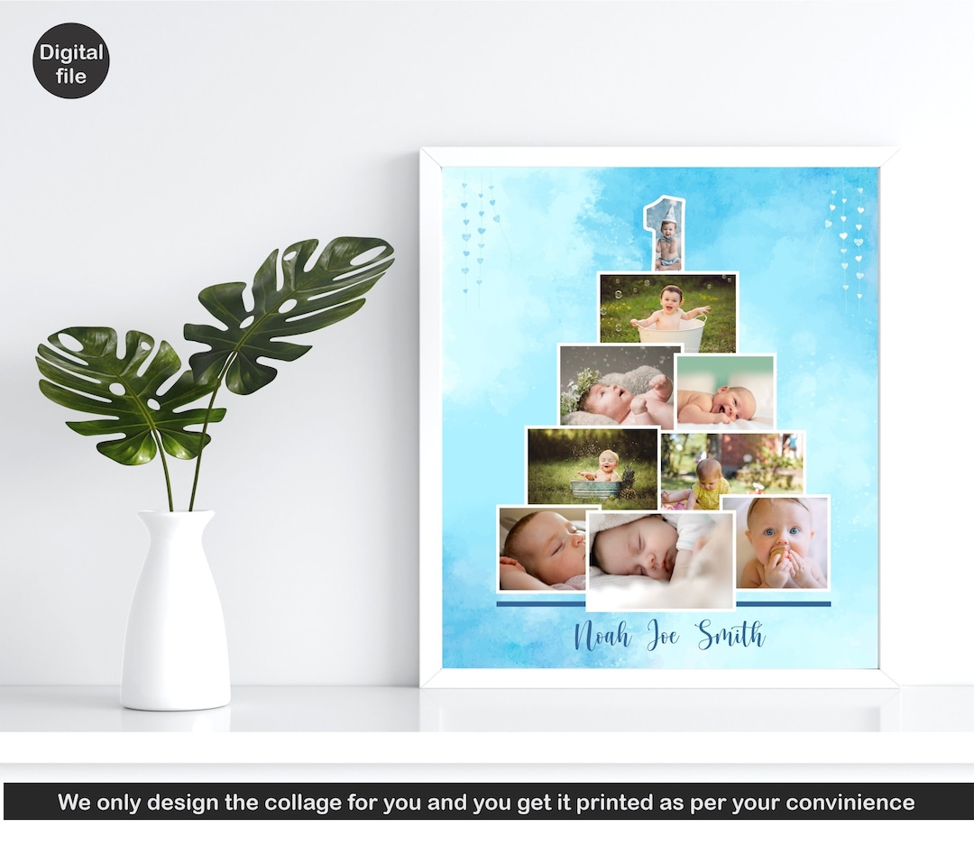 First Birthday Collage, Custom Collage Frame for One Year Old Baby ...