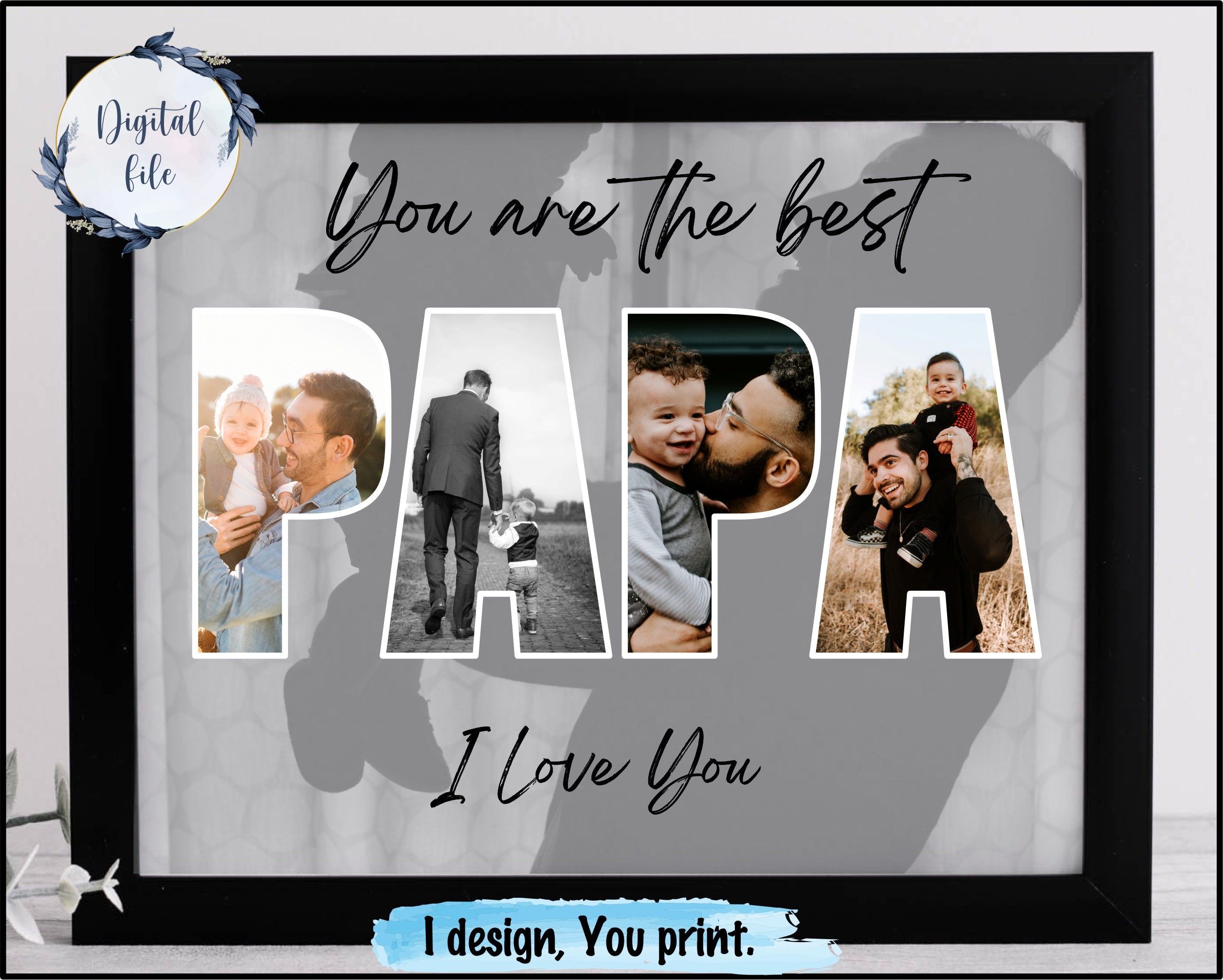 Custom PAPA Photo Collage Personalised Printable Poster for - Etsy