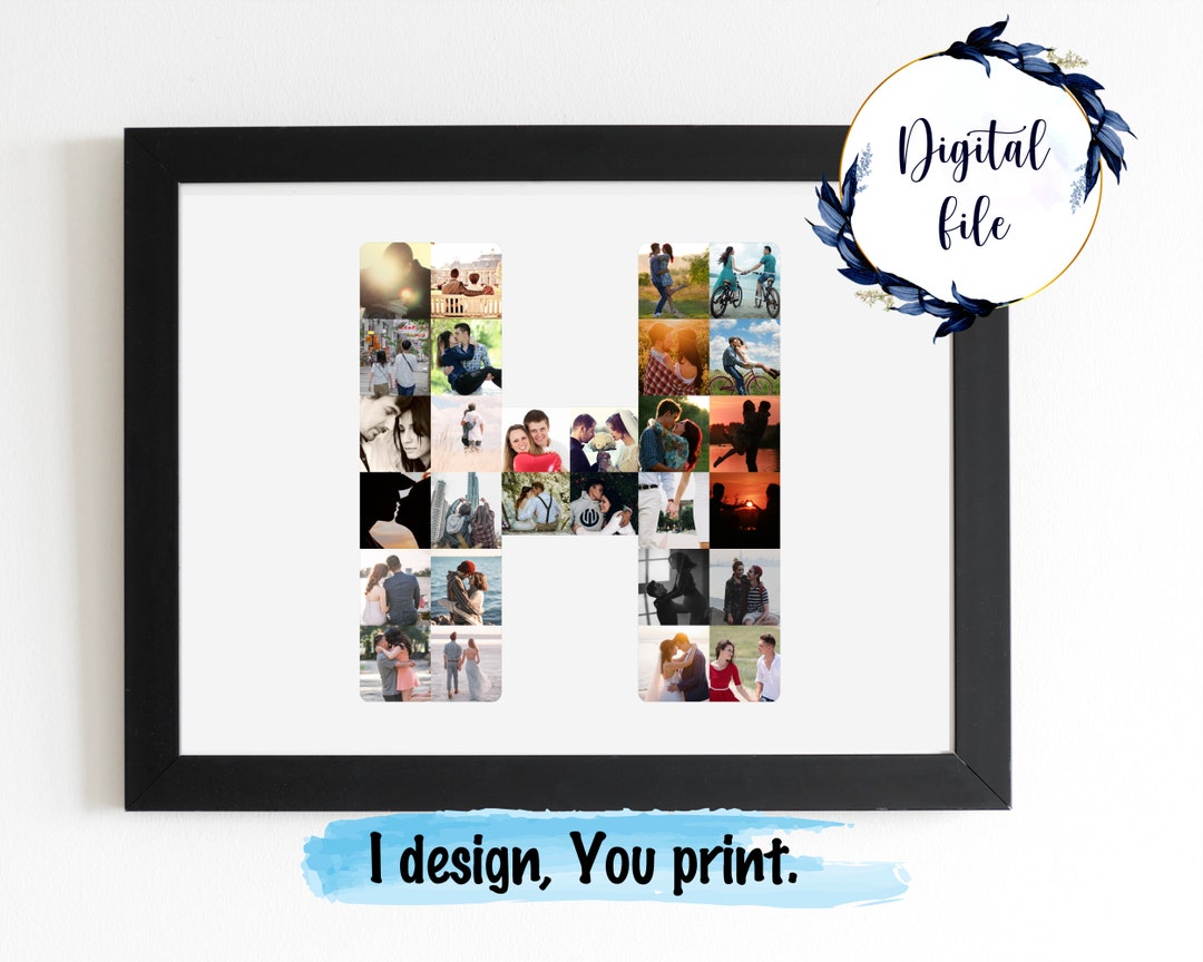 Any Letter Custom Photo Collage, Alphabet Initials Name Personalised ...