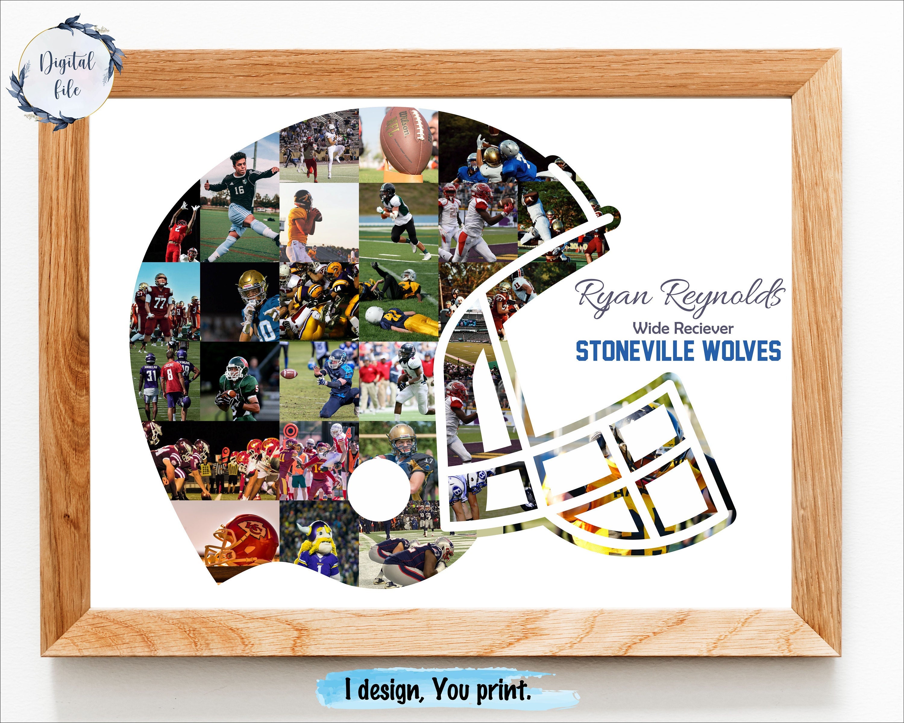 Football Coach Thank You Gift Collage, American Football Custom Photo ...