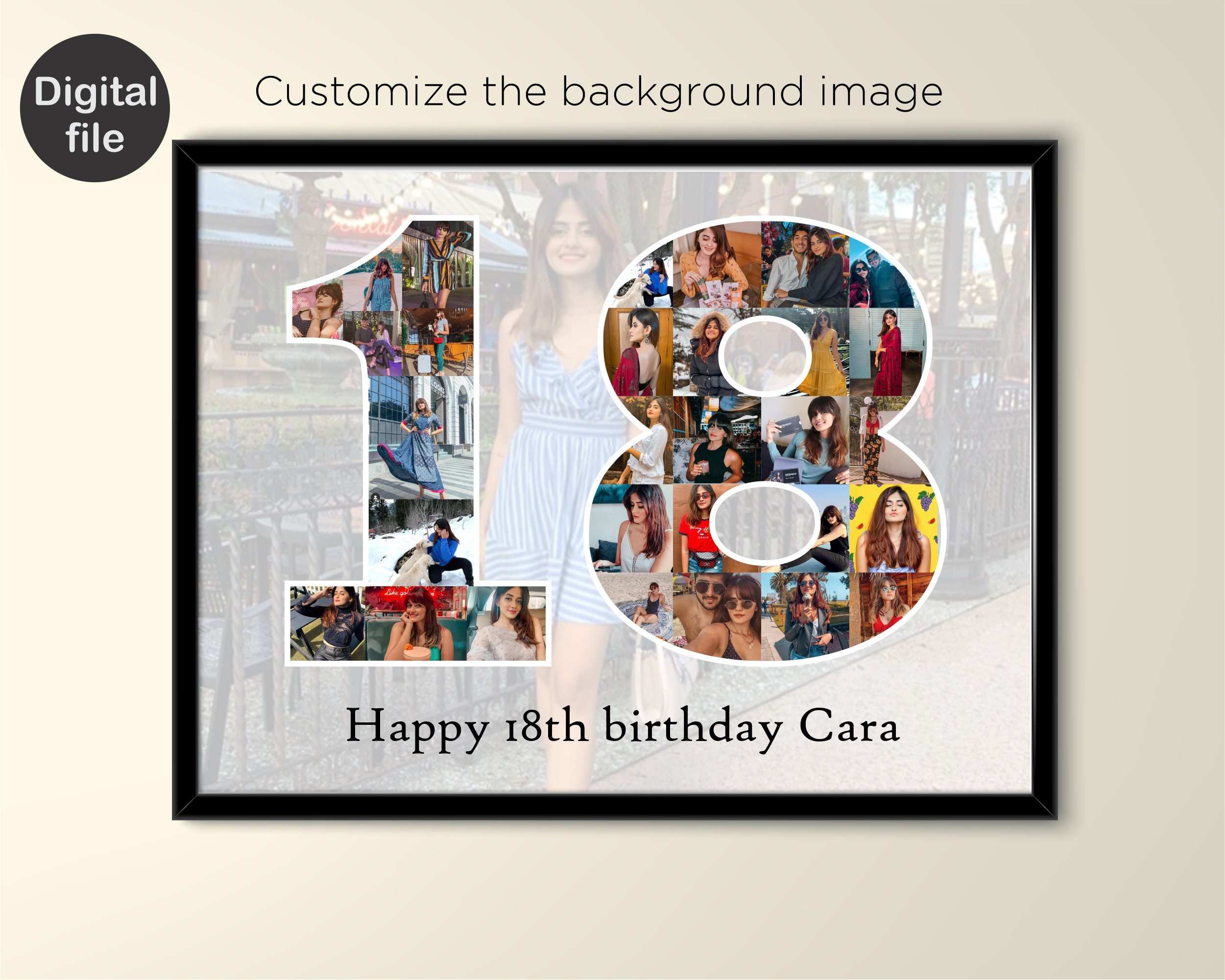 18th Birthday Custom Photo Collage Number Photo Collage - Etsy
