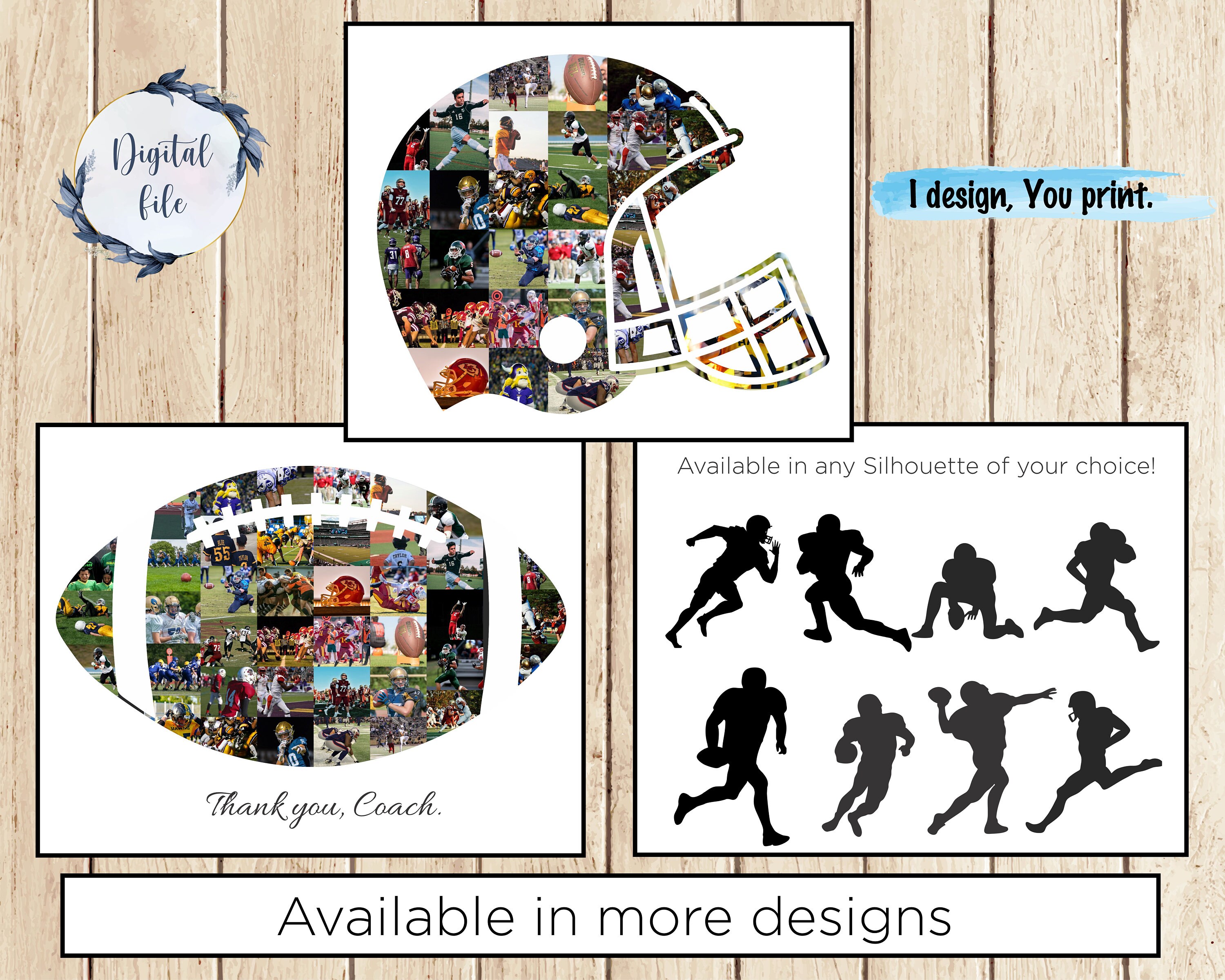 American Football Photo Collage, Custom Football Coach Gift ...