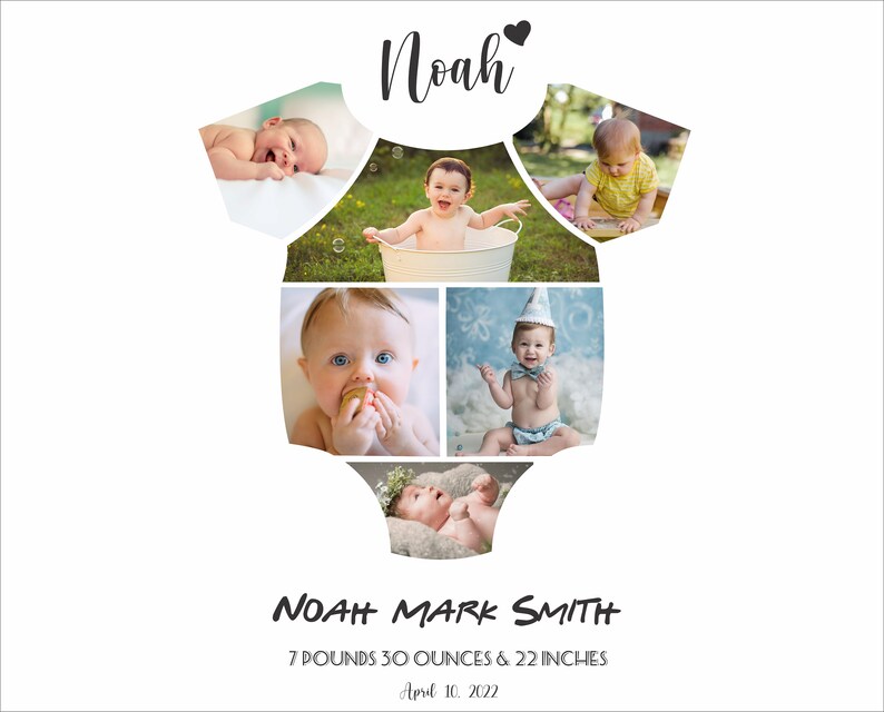 Custom Collage for a New Born Baby, Birth Details Collage Frame ...