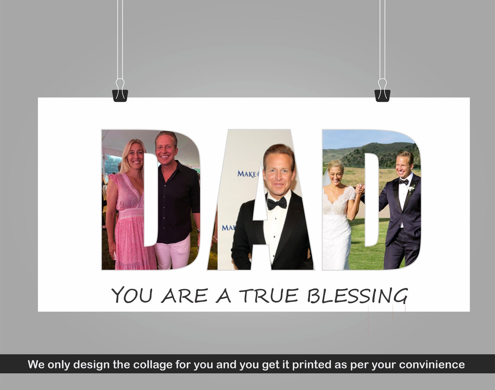 DAD Collage Gift Photos Inside Word Photo Frame Gift for | Etsy