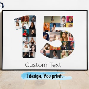 15th Birthday Photo Collage, Fifteen Number Photo Collage, PRINTABLE ...