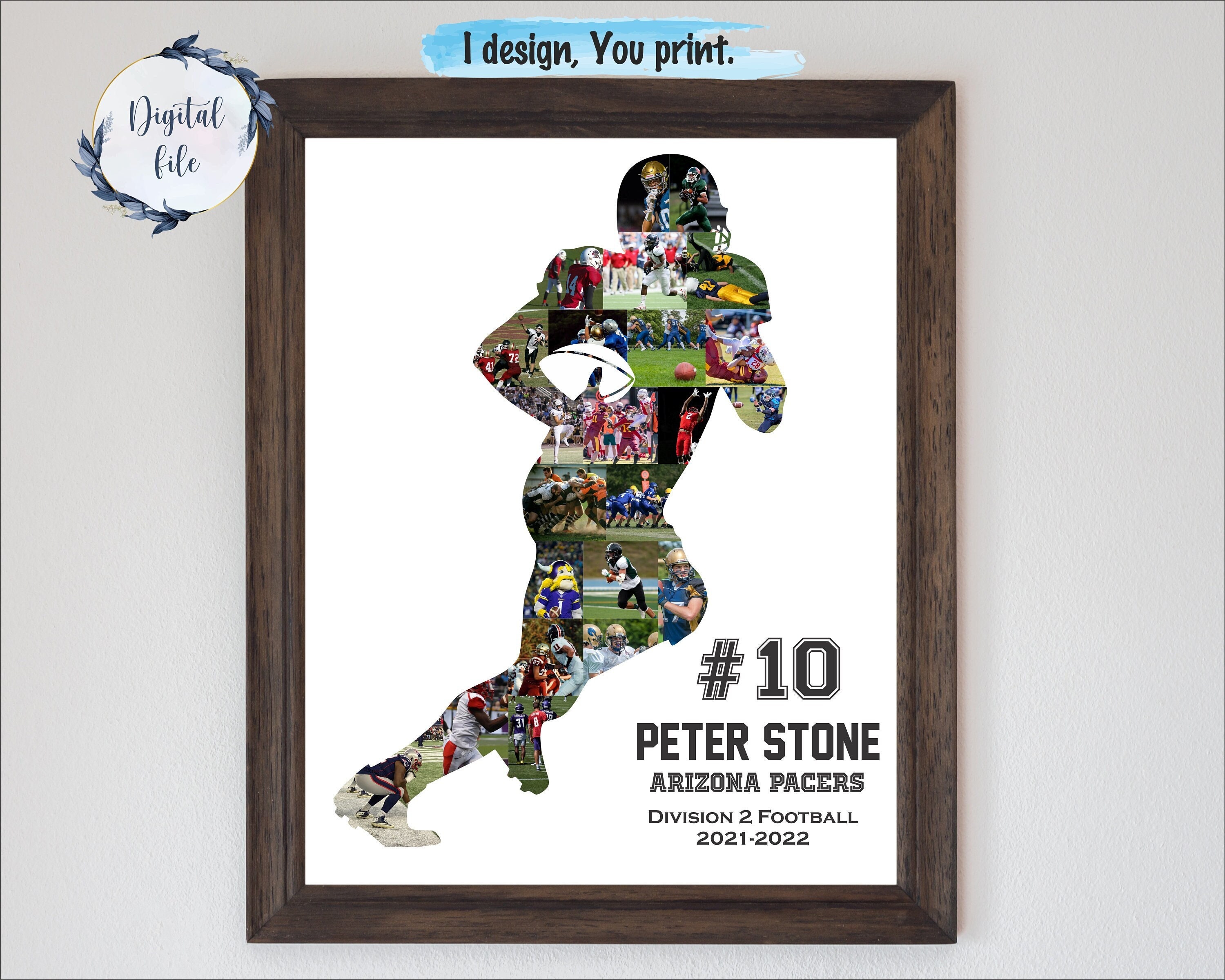 American Football Photo Collage, Custom Football Coach Gift ...