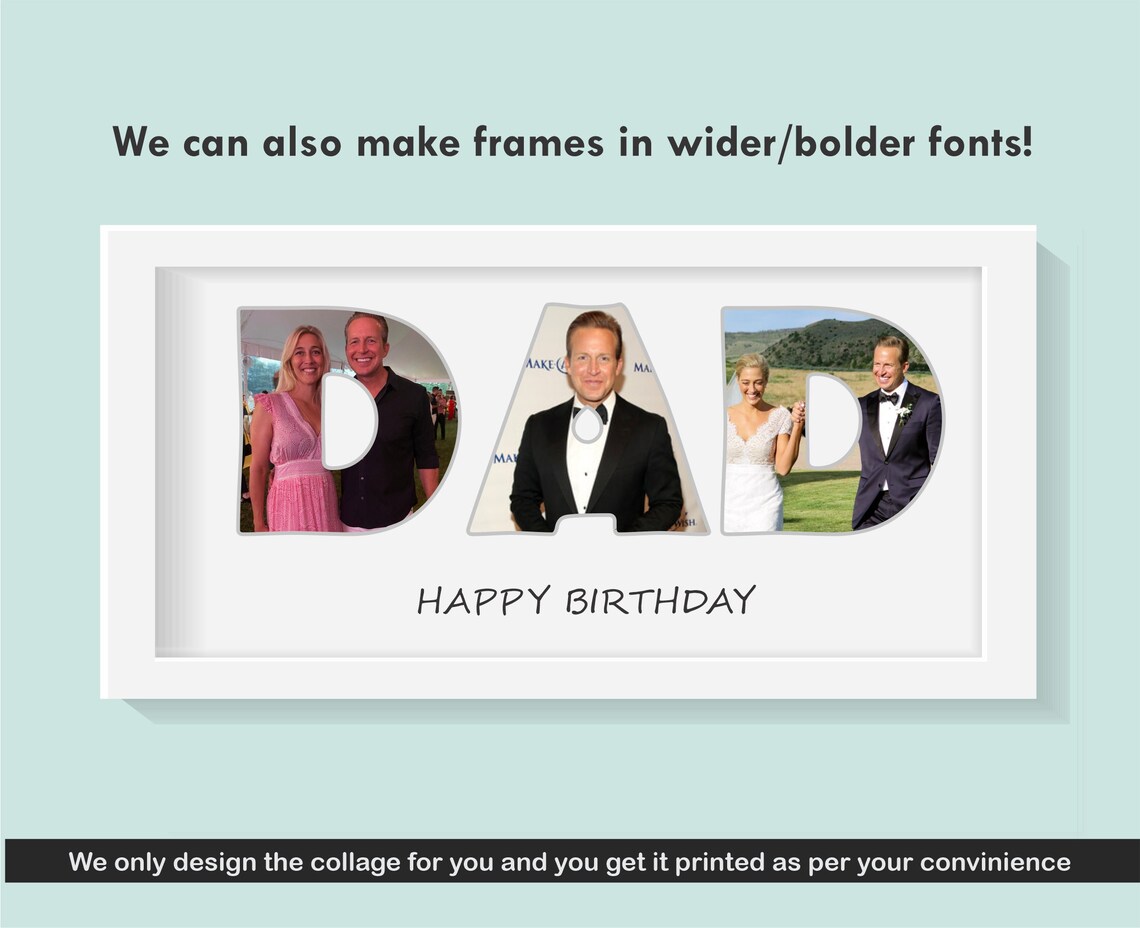 DAD Collage Gift Photos Inside Word Photo Frame Gift for | Etsy