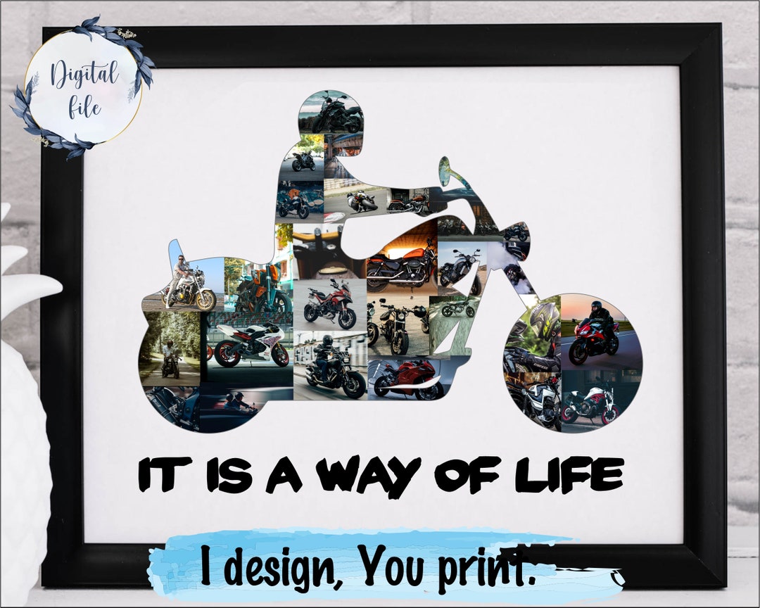Personalized Motorcycle Photo Collage: Unique Biker Gift (digital File ...