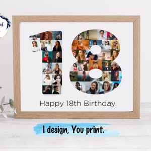18th Birthday Custom Photo Collage - Personalized Number Collage ...