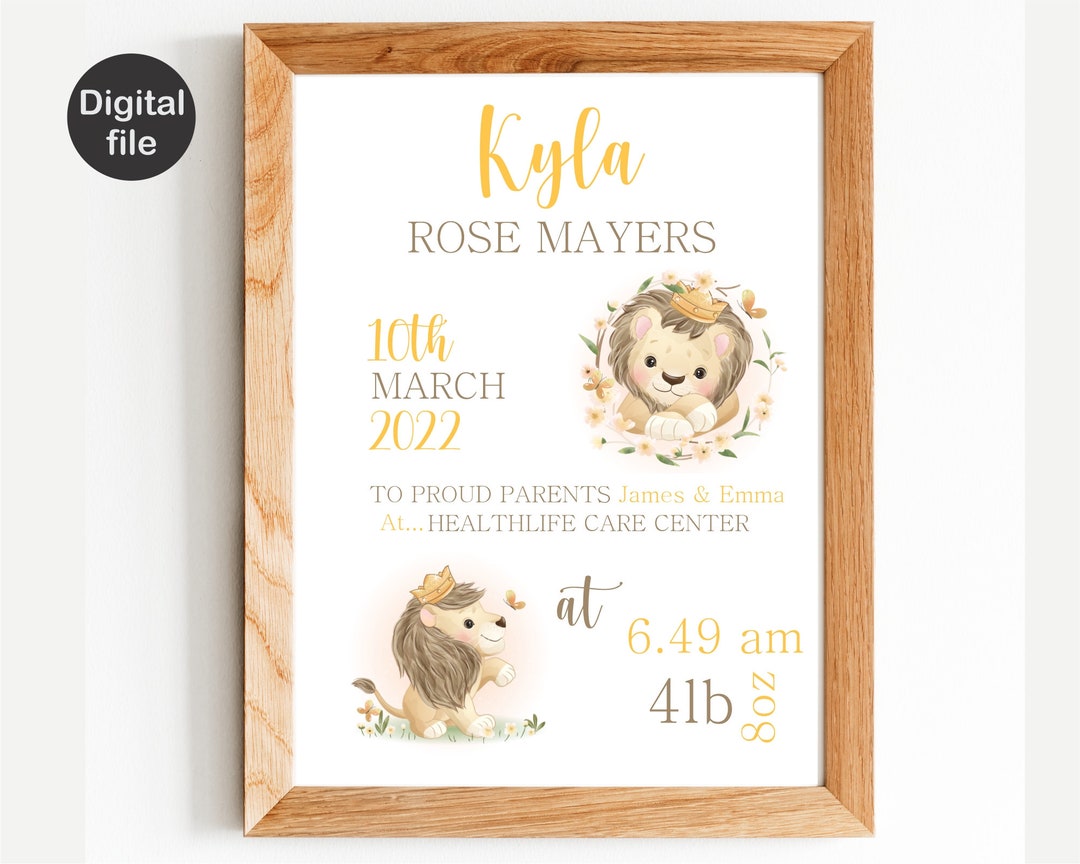 Birth Details Frame, New Baby Gift Personalised, Birth Stats, New Born ...