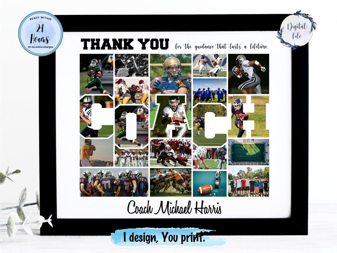 Custom Coach Photo Collage, Personalized Team Gift (digital File) - Etsy