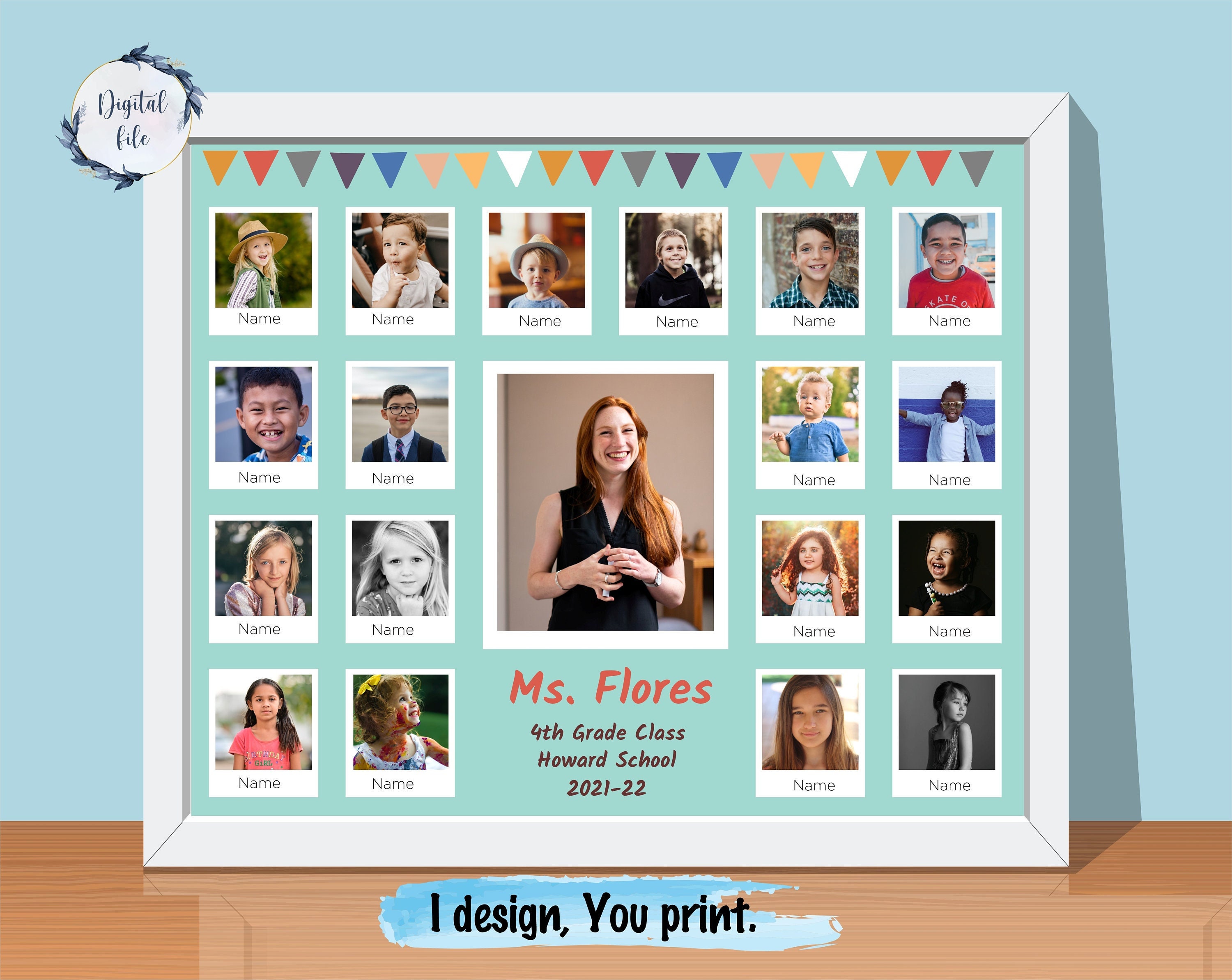 Custom Class Photo Collage, Teacher Gift, School Graduation Keepsake ...