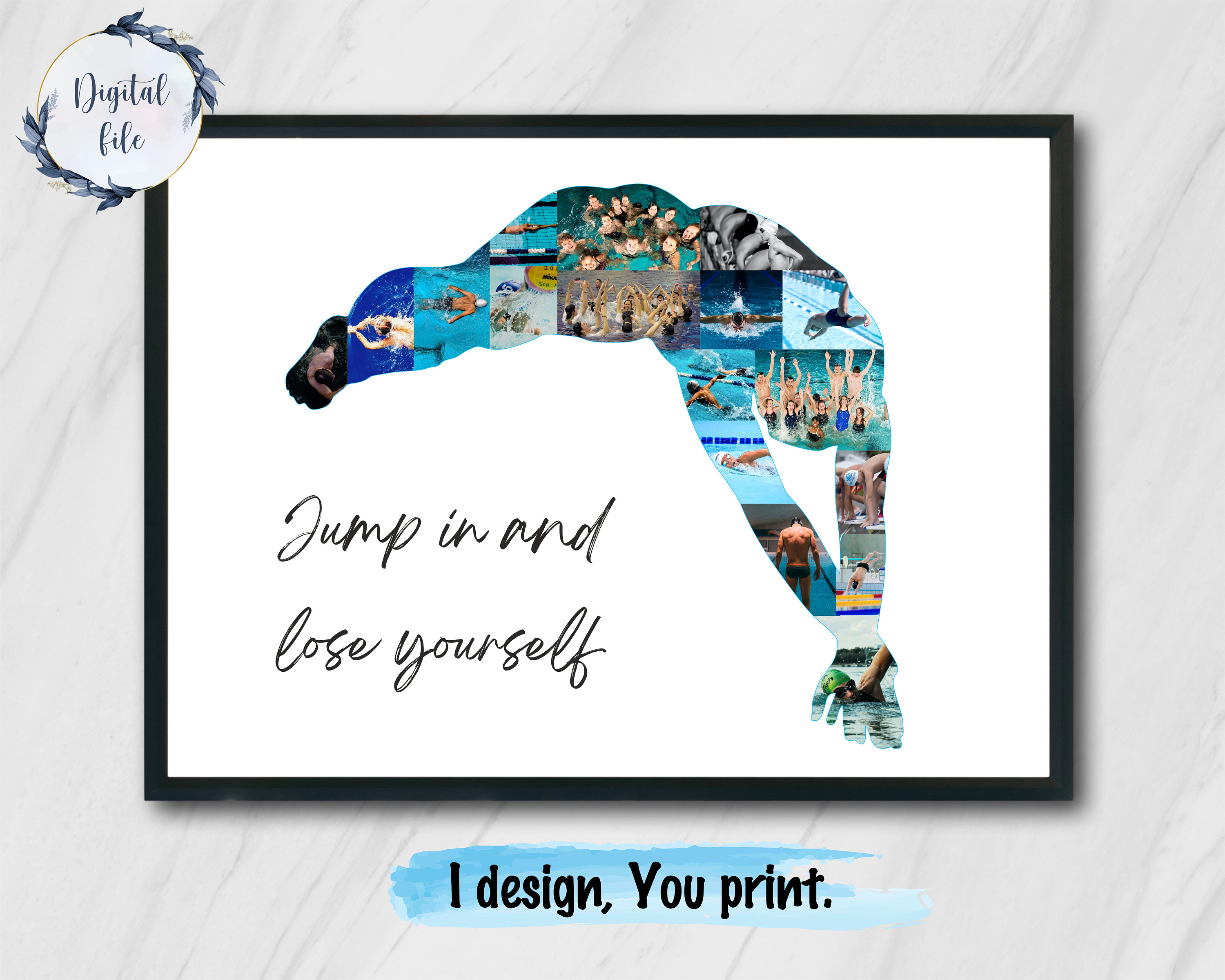 Swimming Custom Photo Collage Swim Coach Gift Personalized - Etsy