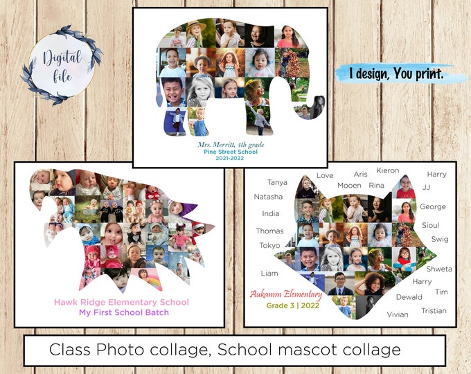 School Class Photo Collage, Year End Collage Gift for Teacher ...