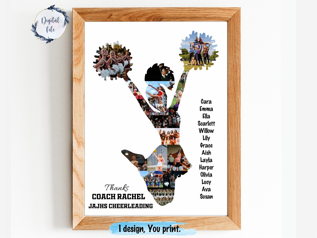 Custom Cheerleader Coach Photo Collage Gift, Cheerleading Team ...
