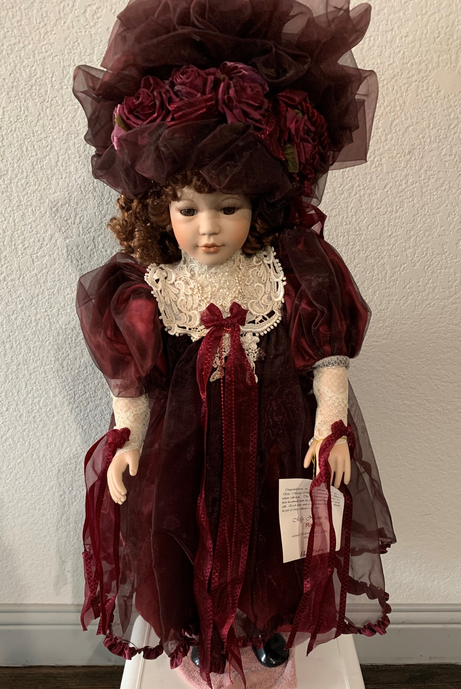Elsie Massey 30" Porcelain Doll W/burgundy Chiffon Dress - Etsy