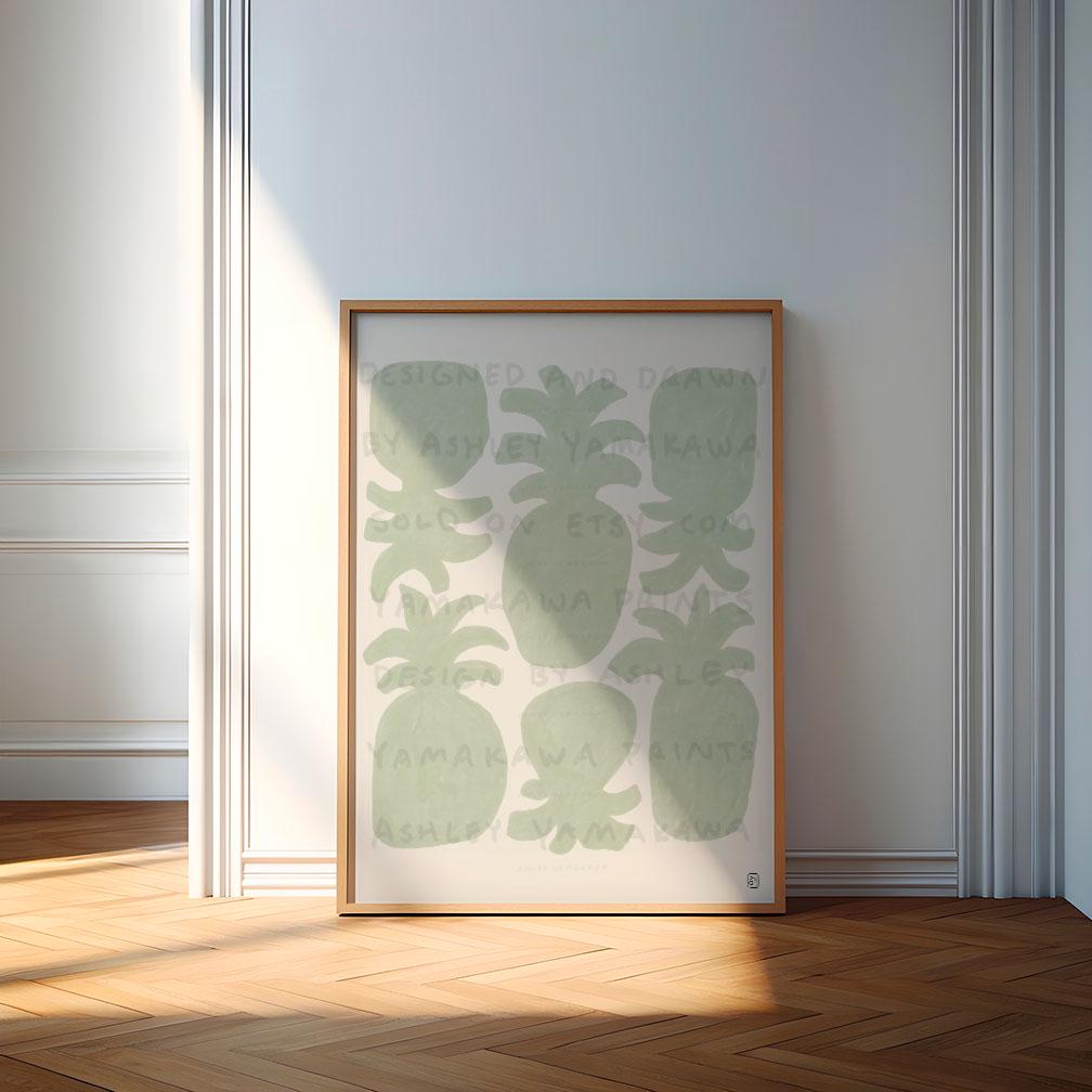 Retro PINEAPPLE Tree Poster, Hawaiian Fruit Wall Art, Vintage Living ...