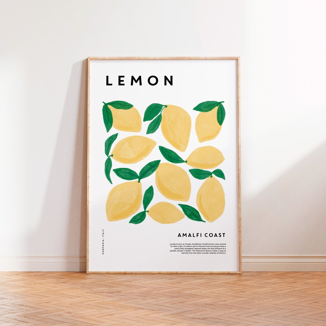Amalfi Lemon Fruit Poster, Modern Kitchen Wall Art, Italy Fruit Market ...