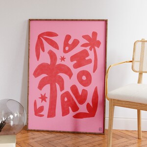 Retro Pink Aloha Poster Hawaii Wall Art Vintage Living Room - Etsy
