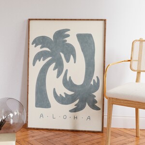 Retro Palm Tree Aloha Poster, Hawaii Inspired Wall Art, Vintage Living ...